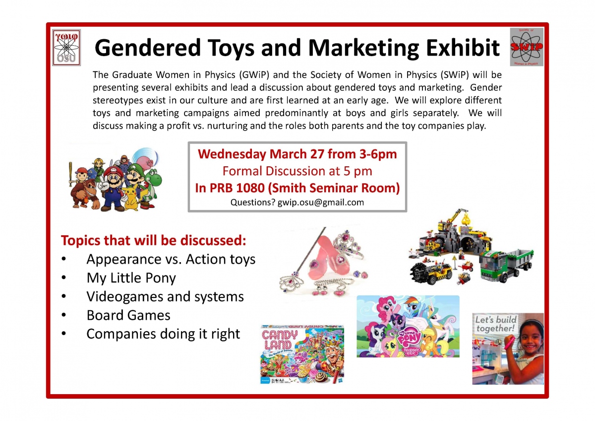 Gendered Toys and Marketing Exhibit - presented by GWiP and SWiP in ...
